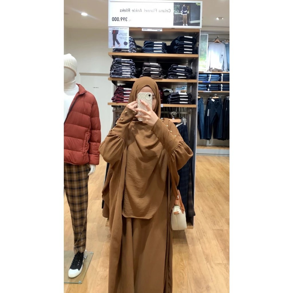 Jual Baju Set Syari Abaya Kaftan Batwing Pashmina Oval Gamis Aisha ...