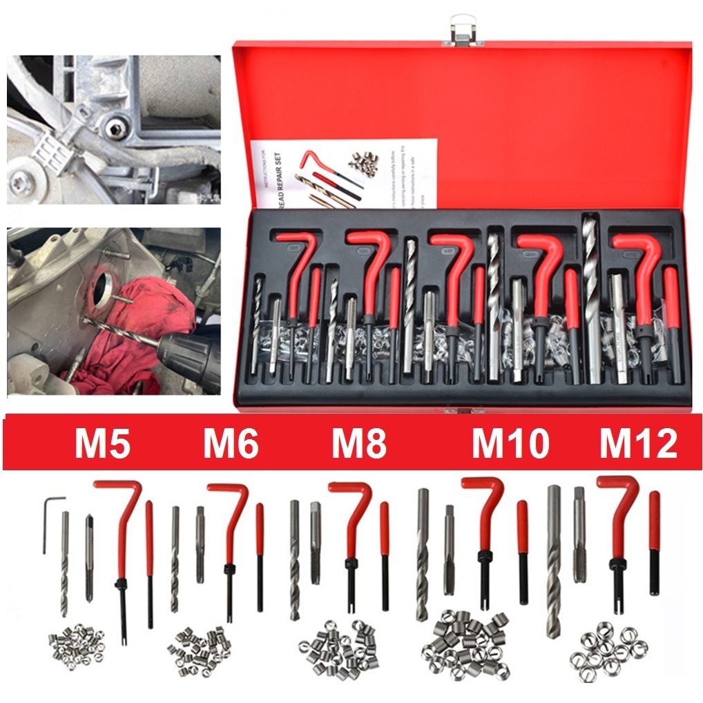 Jual 131pcs Recoil Helicoil M5 M6 M8 M10 M12 Benang Perbaikan Alat Kit ...