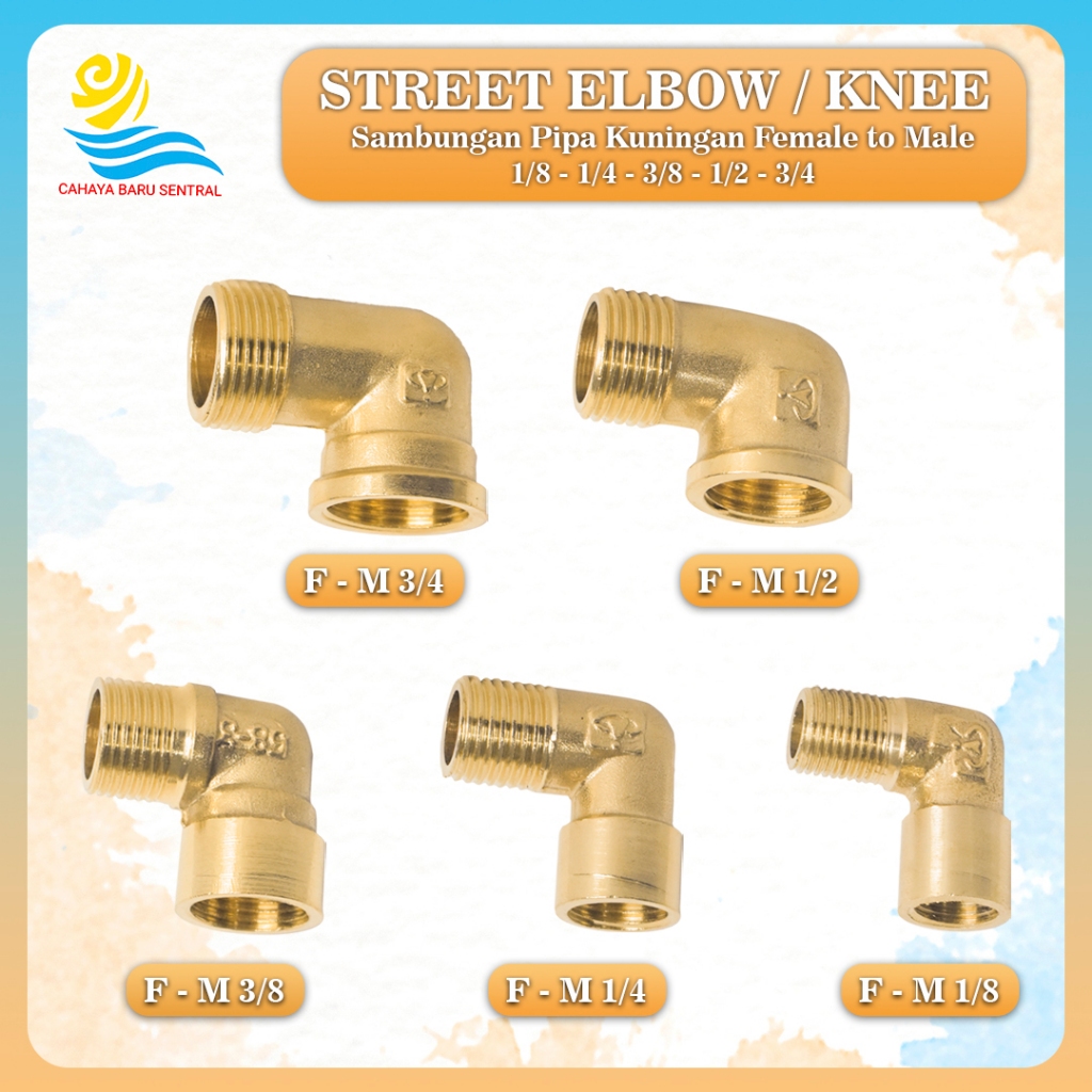 Jual Knee siku L drat dalam drat luar ukuran 1/2 inch Kuningan | Shopee Indonesia