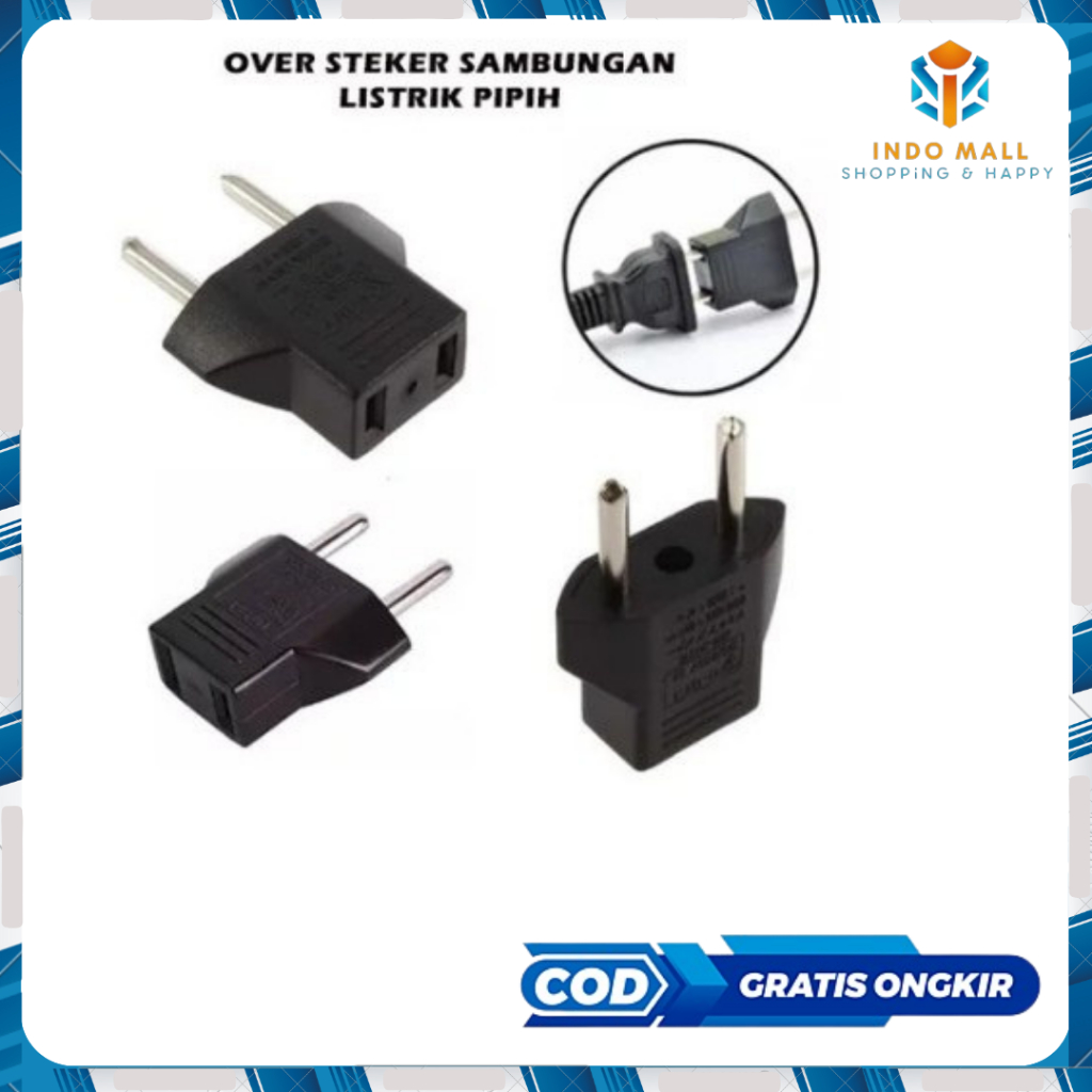 Jual Over Steker Adaptor Colokan Sambungan Listrik Gepeng Ke Bulat ...