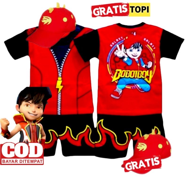 Jual BAJU ANAK BOBOIBOY GRATIS TOPI BOBOIBOY ANAK LAKI LAKI / SETELAN ...