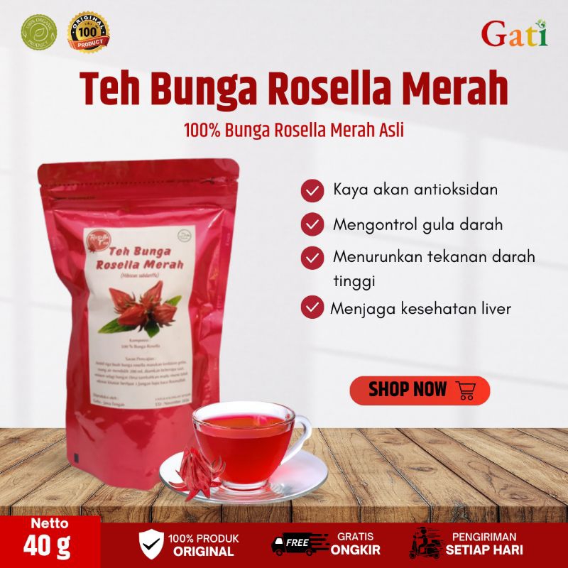 Jual Teh Bunga Rosella Merah - 100% Rosella Asli/Rosella kering merah ...