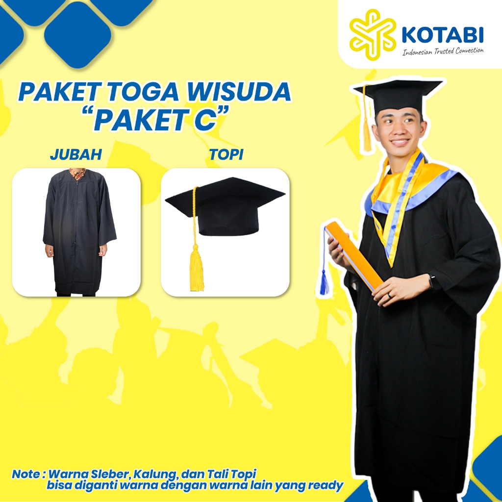 Jual Paket Toga Wisuda Dewasa Satuan Paket Perlengkapan Wisuda Kuning ...