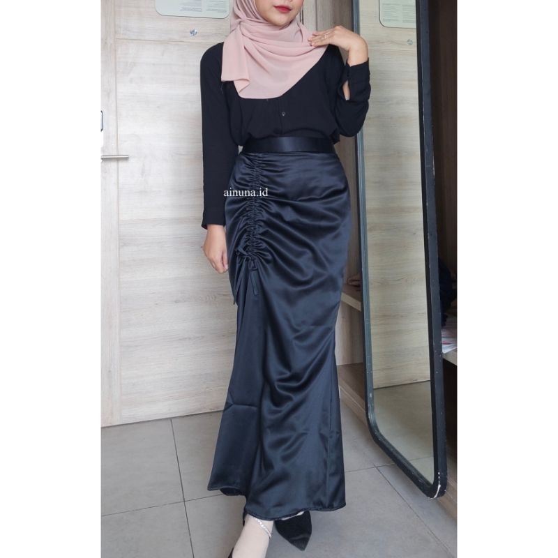 Jual Rok Serut Satin | Korean Skirt | Rok Serut Samping (REALPICT ...