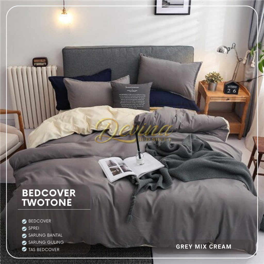 Jual Bedcover Set Two Tone Polos Selimut Bolak Balik ( Kombinasi Dua ...