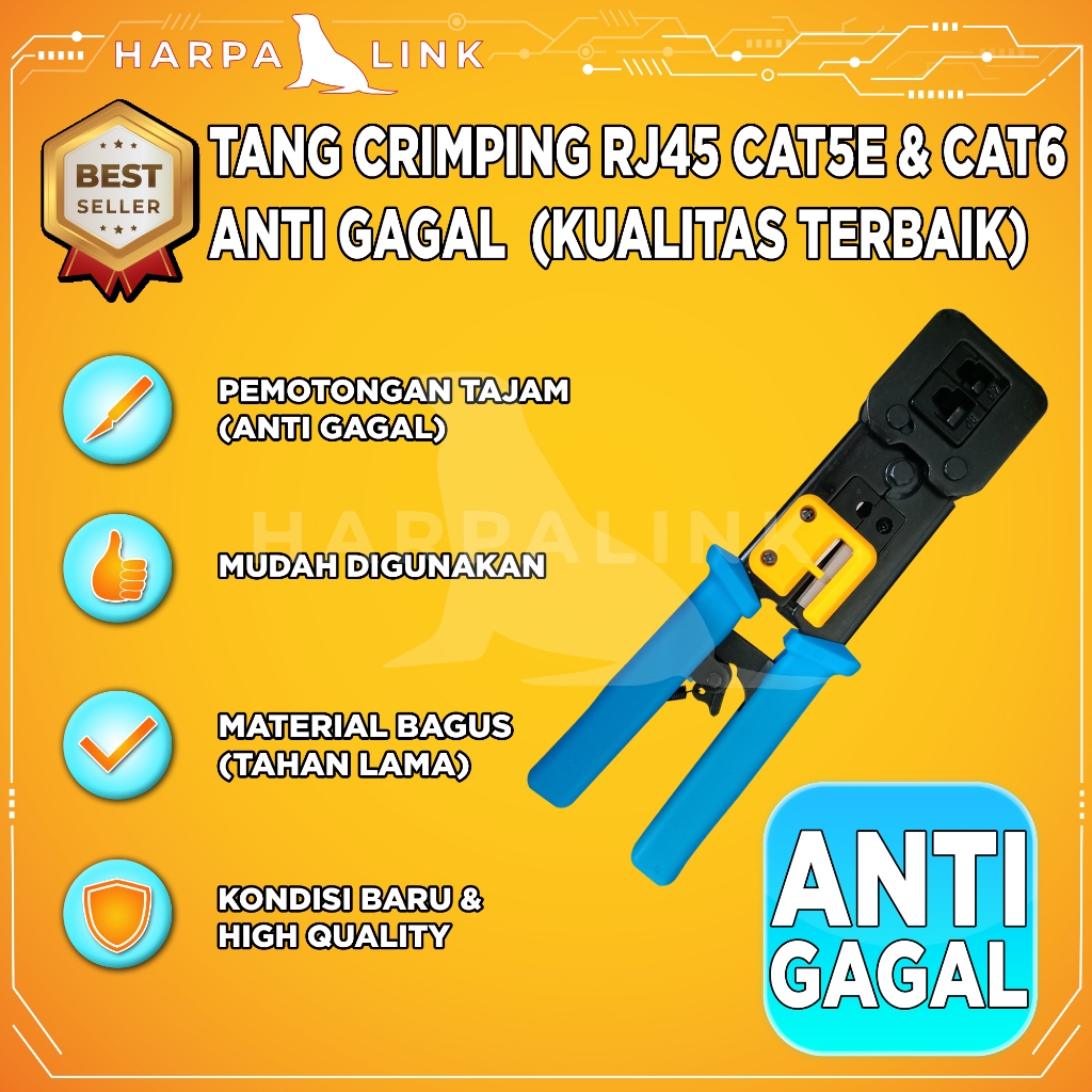 Jual Tang Crimping Tool RJ45 Cat5 Cat6 Anti Gagal Crimping Tools RJ45 ...