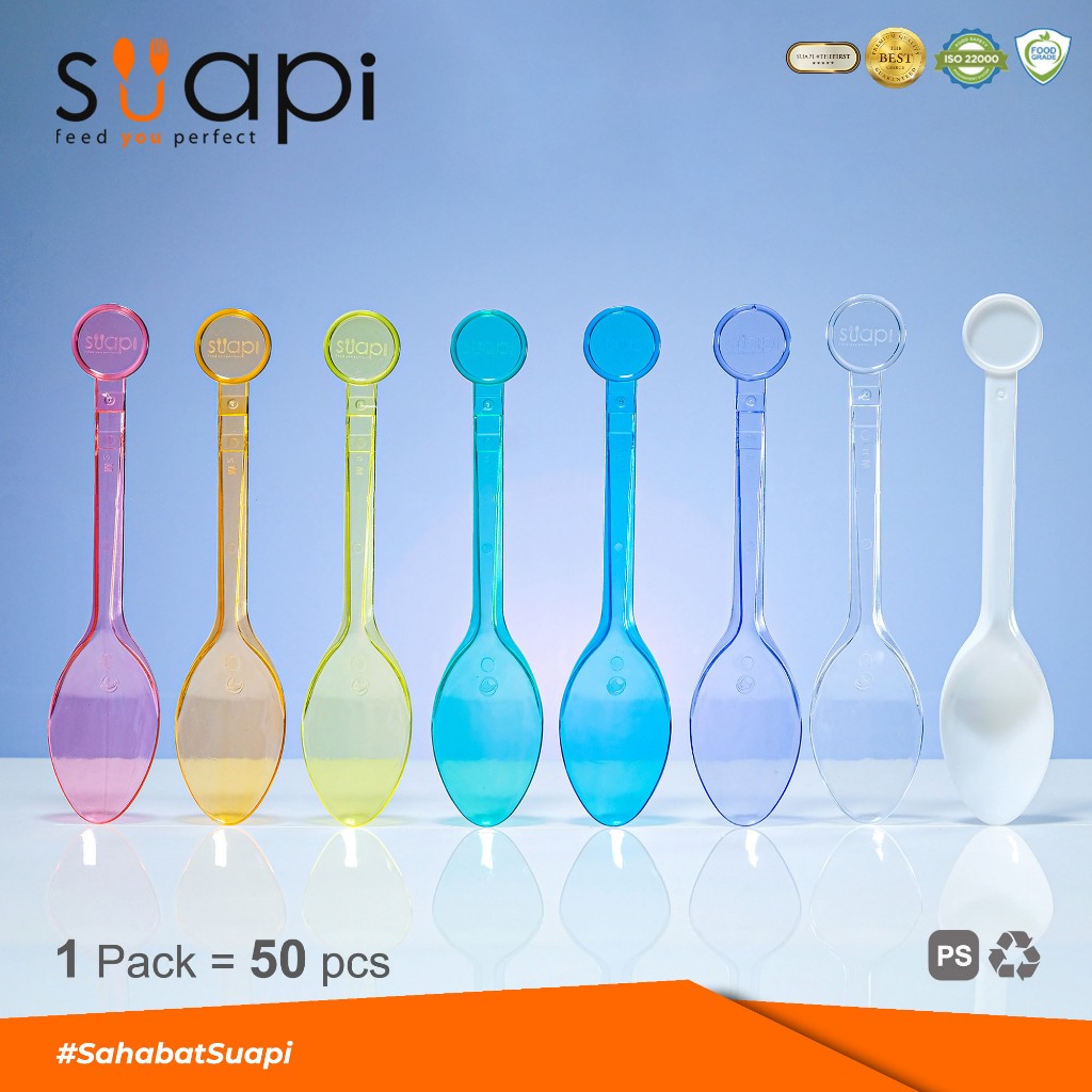 Jual [50pcs] SUAPI PS Sendok Logo Plastik Transparan / Sendok Makan ...