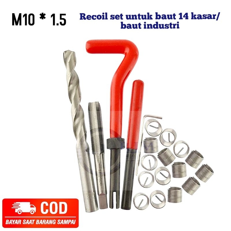 Jual recoil set helicoil recoil m10x1.5 cocok untuk baut kunci 14 kasar industri | Shopee Indonesia