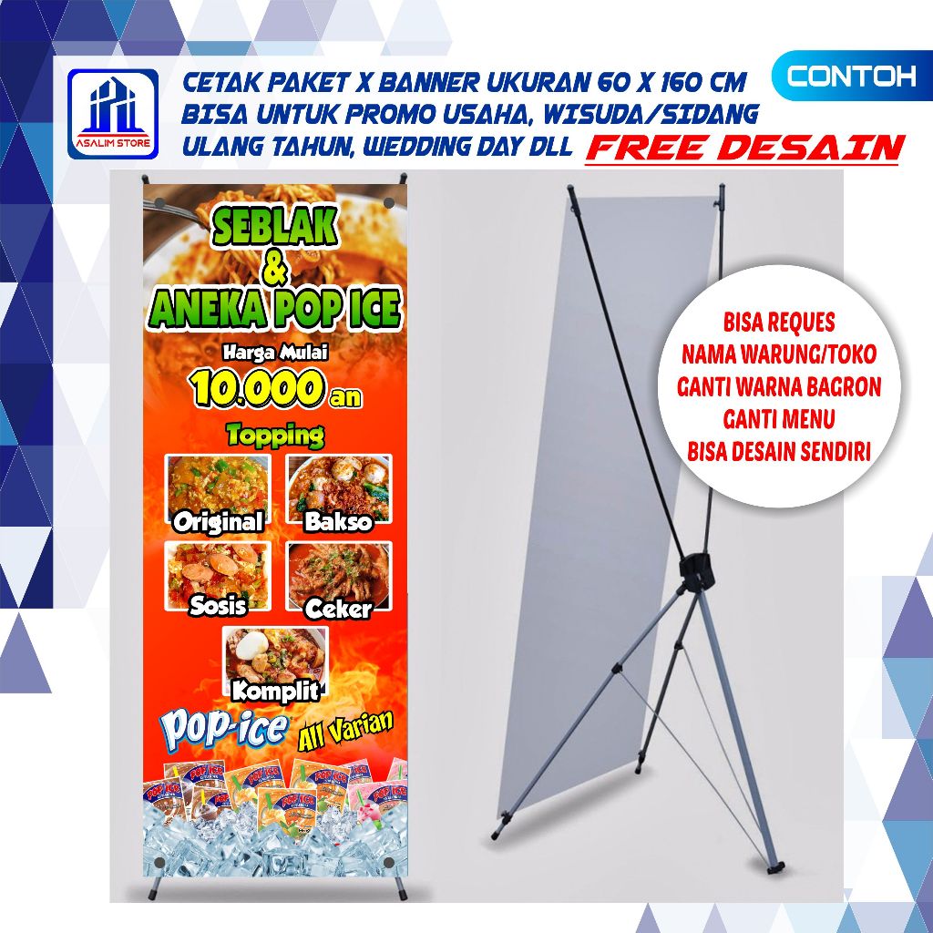Jual Banner Seblak Standing x Benner Jualan Backdrop Spanduk Promosi ...