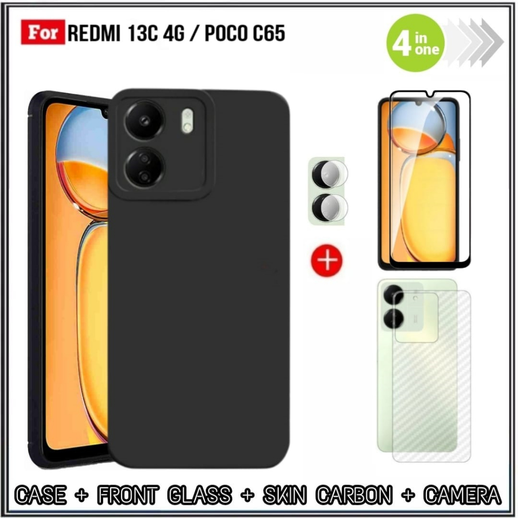 Jual Riyanali_Shop PAKET 4IN1 Case Poco C65 Soft Case Black Matte ...