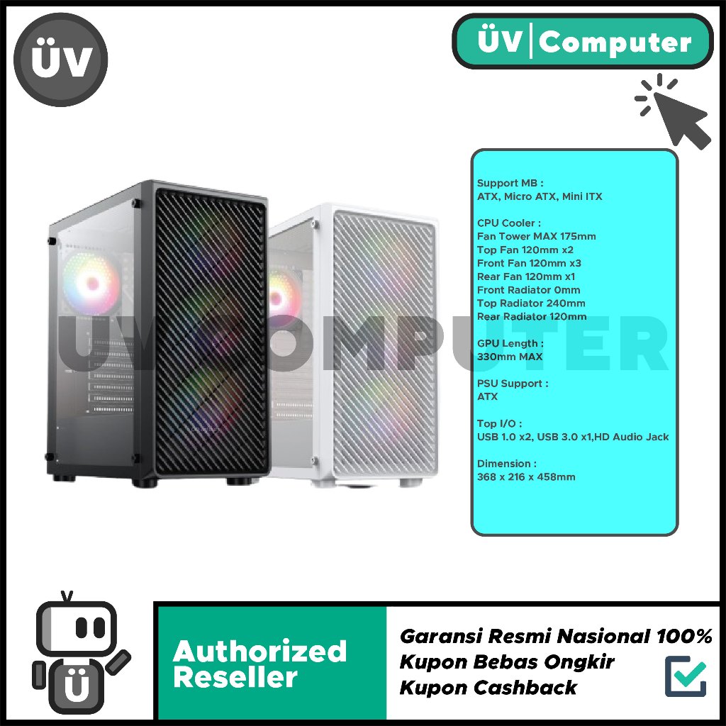 Jual Casing PC Komputer Infinity Ranger V2 Mid Tower ATX Case White ...