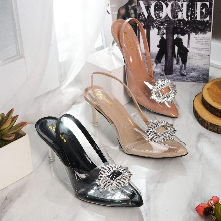 Jual Heels Pesta Tali Korean Style High Heels HAK Lancip Transparan ...