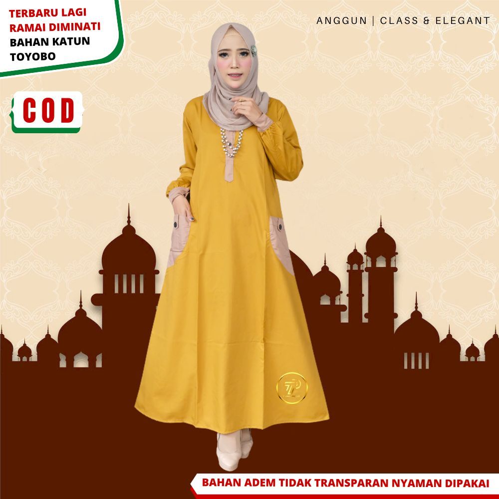 Jual Baju Gamis Wanita Remaja Kombinasi 2 dua Warna Polos Bahan Katun ...