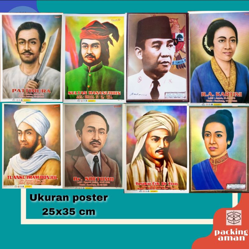 Jual kumpulan poster pahlawan (nasional, pejuang kemerdekaan, revolusi ...