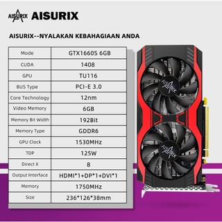 Jual AISURIX VGA Card GTX 1660 Super 6GB Graphics Card GDDR6 192BIT ...
