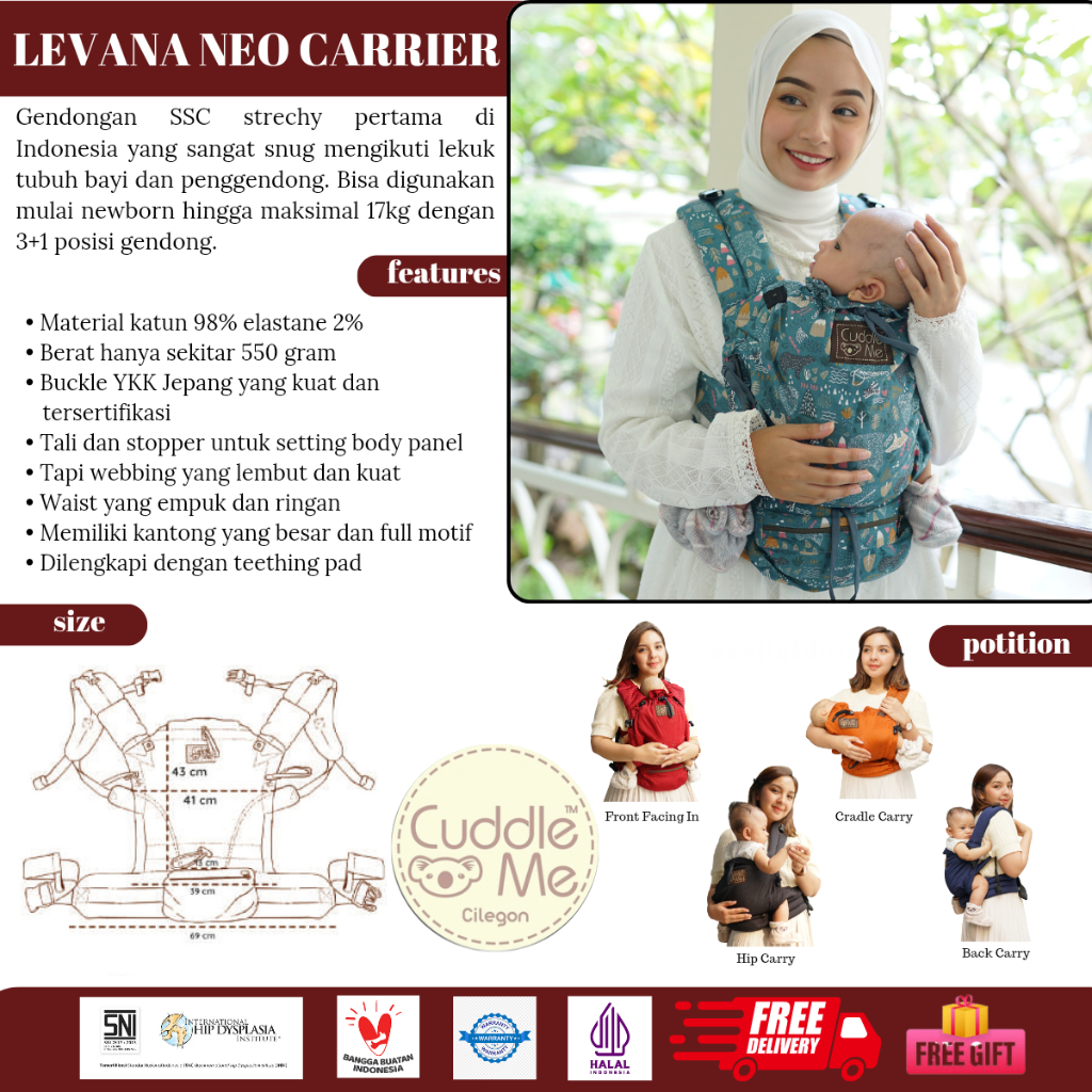 Jual Cuddle Me Levana Neo Carrier Gendongan Bayi SSC Mshape Anak ...
