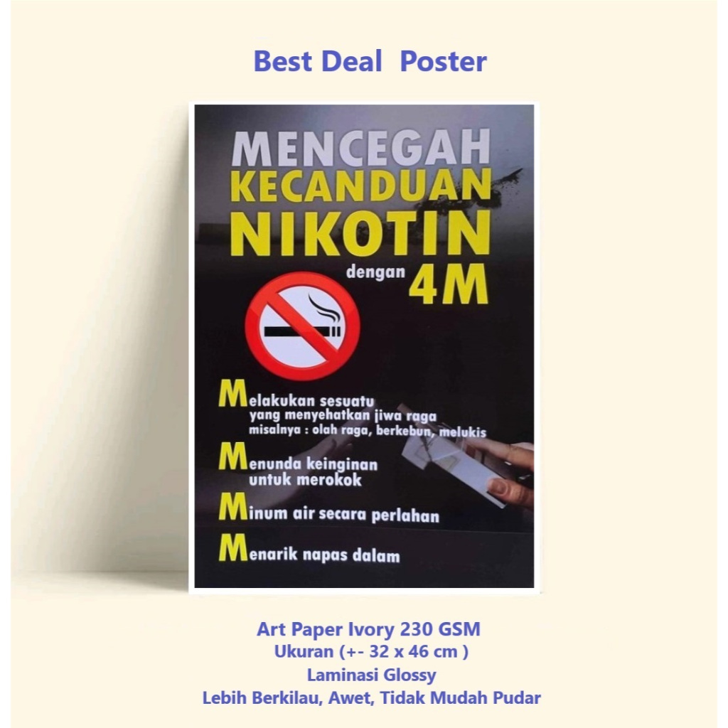 Jual Poster Dilarang Merokok | Poster Mencegah Kecanduan Nikotin dengan ...