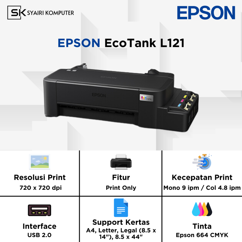 Jual Printer Epson EcoTank L121 ( Print Only ) | Shopee Indonesia