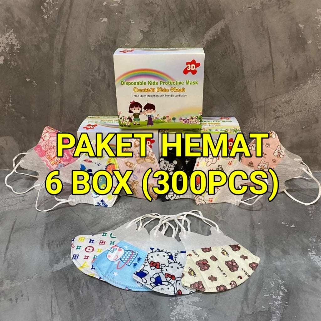 Jual PAKET HEMAT 6 BOX MASKER ANAK DUCKBILL 3 PLY MOTIF KARTUN Alkindo ...