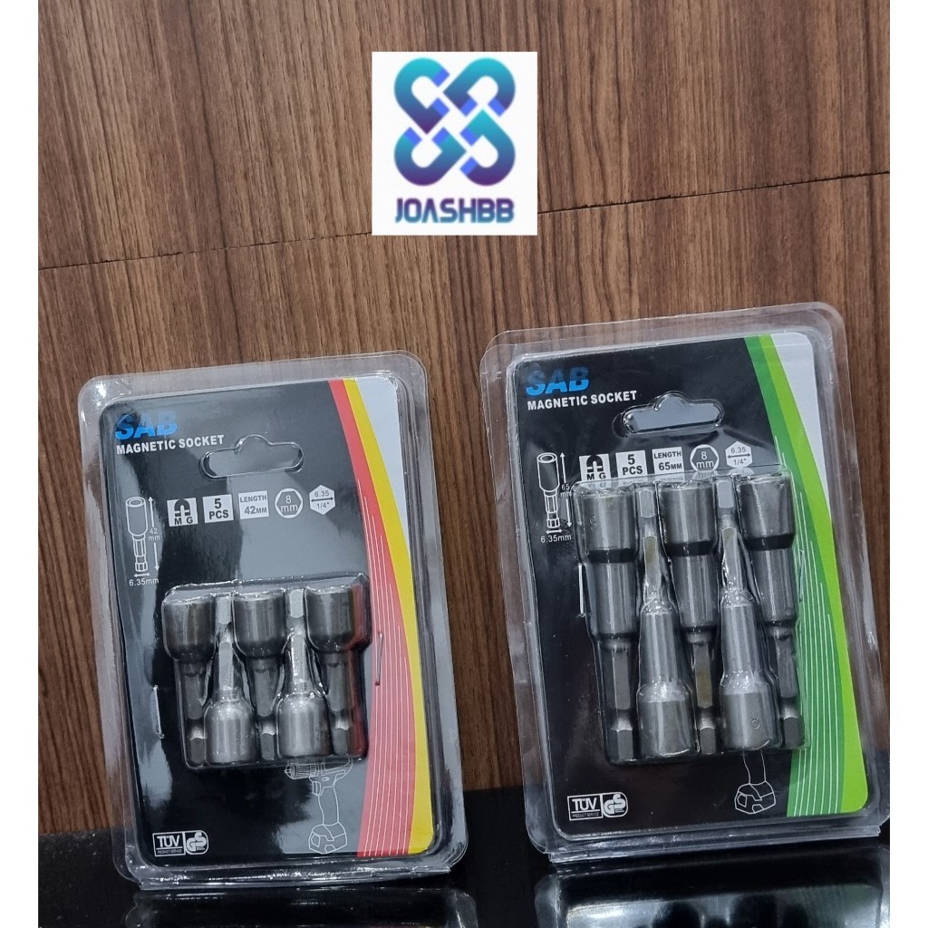 Jual Mata Kunci Bor Roofing Magnetic 8x42-65 mm [1set=5 buah] / Magnetic Hex Nut- Mata Socket ...