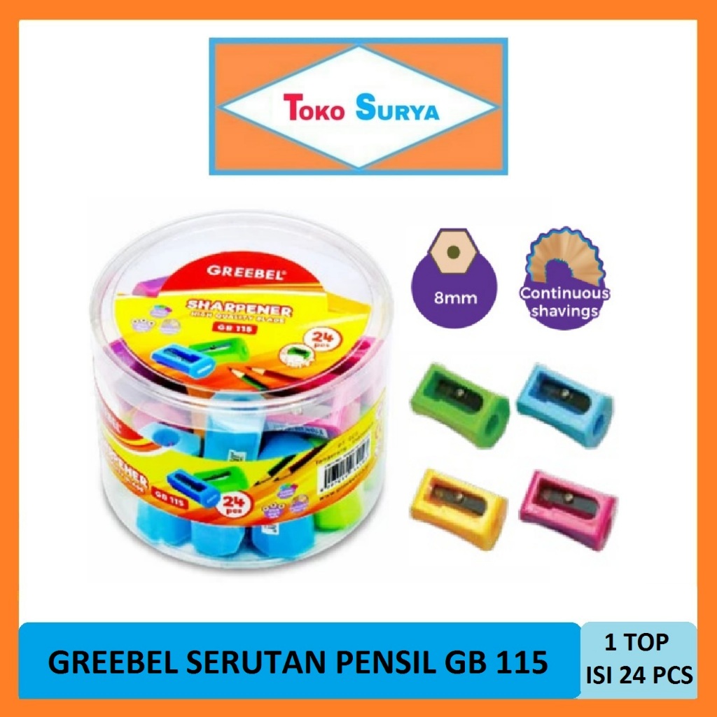 Jual Greebel Serutan / Rautan Pensil GB-115 1 Toples Isi 24 Pcs ...