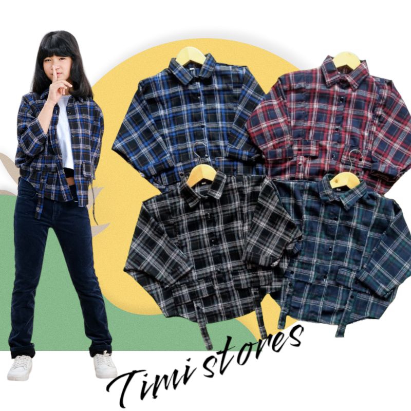 Jual kemeja flanel batwing anak perempuan murah 3-12 tahun pilih warna ...