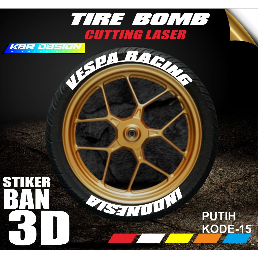 Jual Sticker Ban / Font Ban / Tire Bomb / 3D stiker ban ( VESPA RACING ...