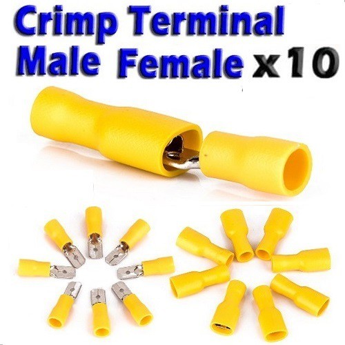 Jual x10 Skun Blade Yellow Crimp Spade Connector Insulated Penyambung ...
