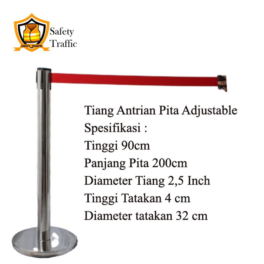 Jual Tiang Antrian Pembatas Stainless Adjustable Pita | Shopee Indonesia