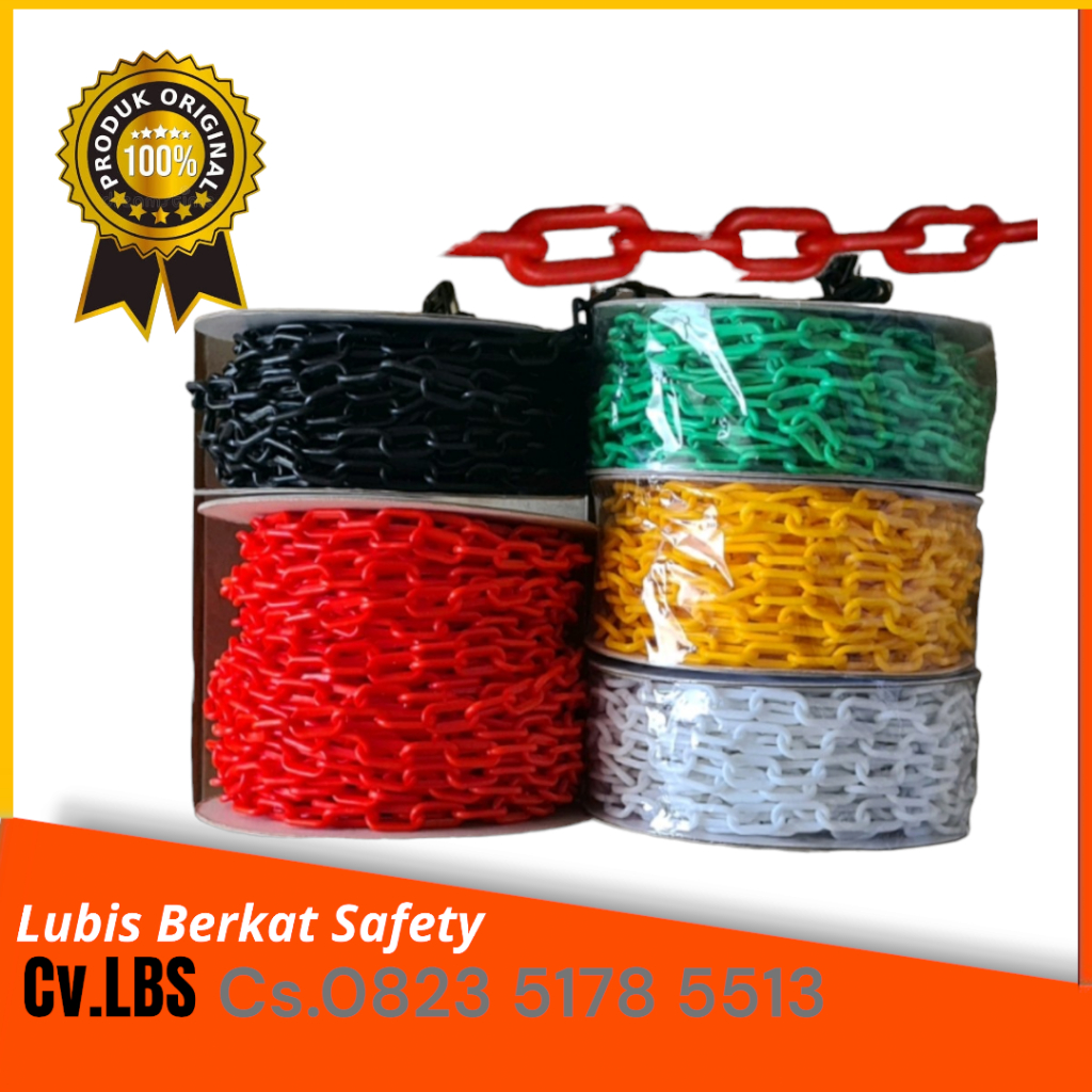 Jual Rantai Plastik Pvc 6 Dan 8mm x 25 meter Penghubung Traffic Cone ...