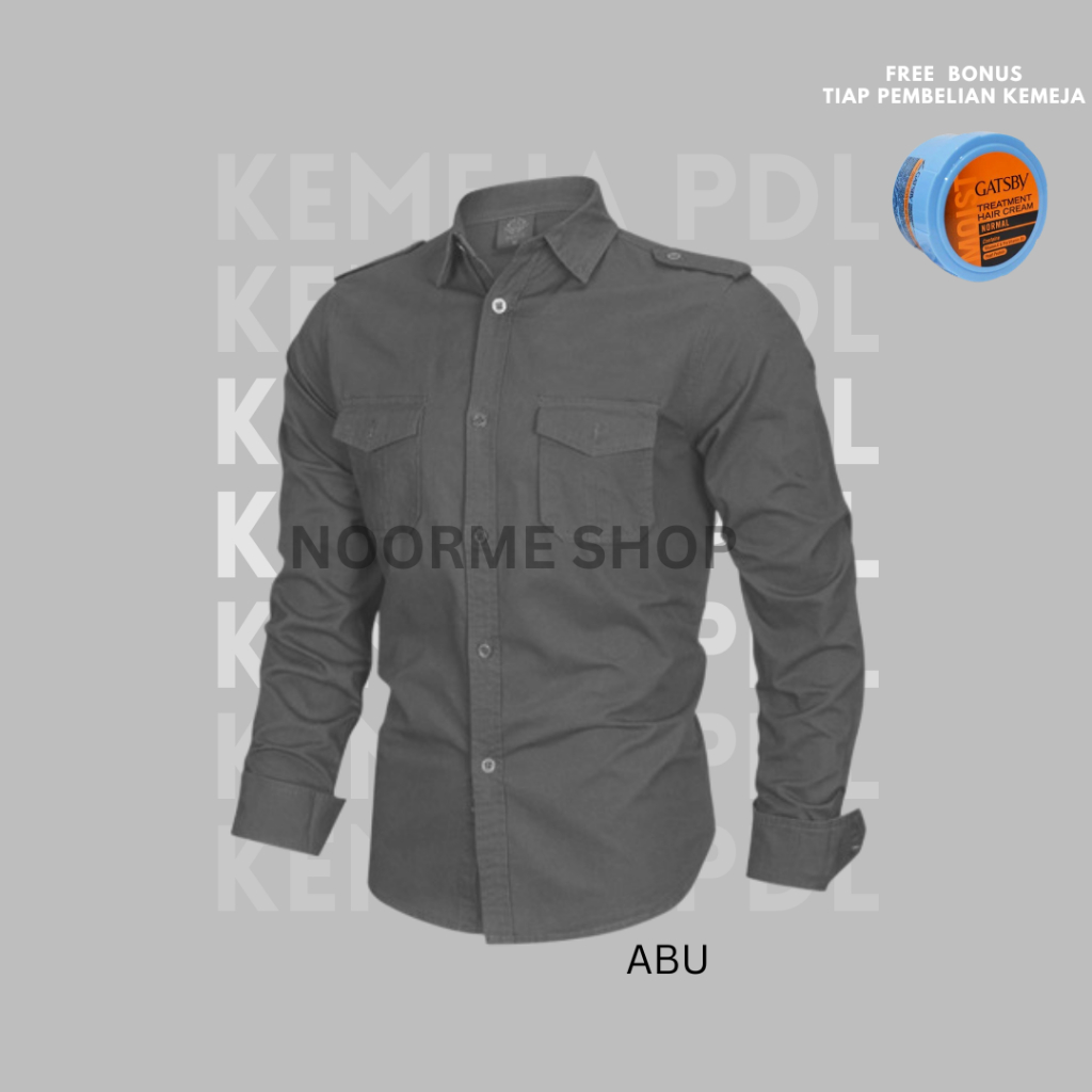 Jual FREE BONUS GATSBY - Kemeja PDH Lengan Panjang Putih Polos - Kemeja ...