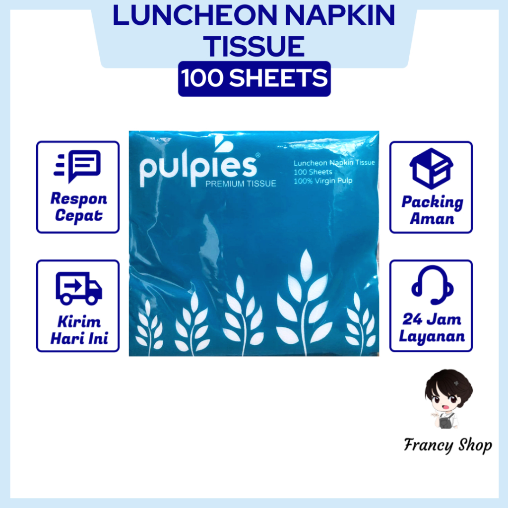 Jual Pulpies Tissue Luncheon Napkin Tisu Makan 100 Sheets | Shopee ...