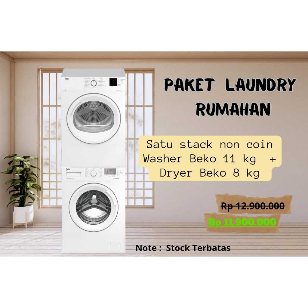 Jual MESIN LAUNDRY RUMAHAN - BEKO WASHER 11 KG DAN DRYER BEKO 8 KG ...
