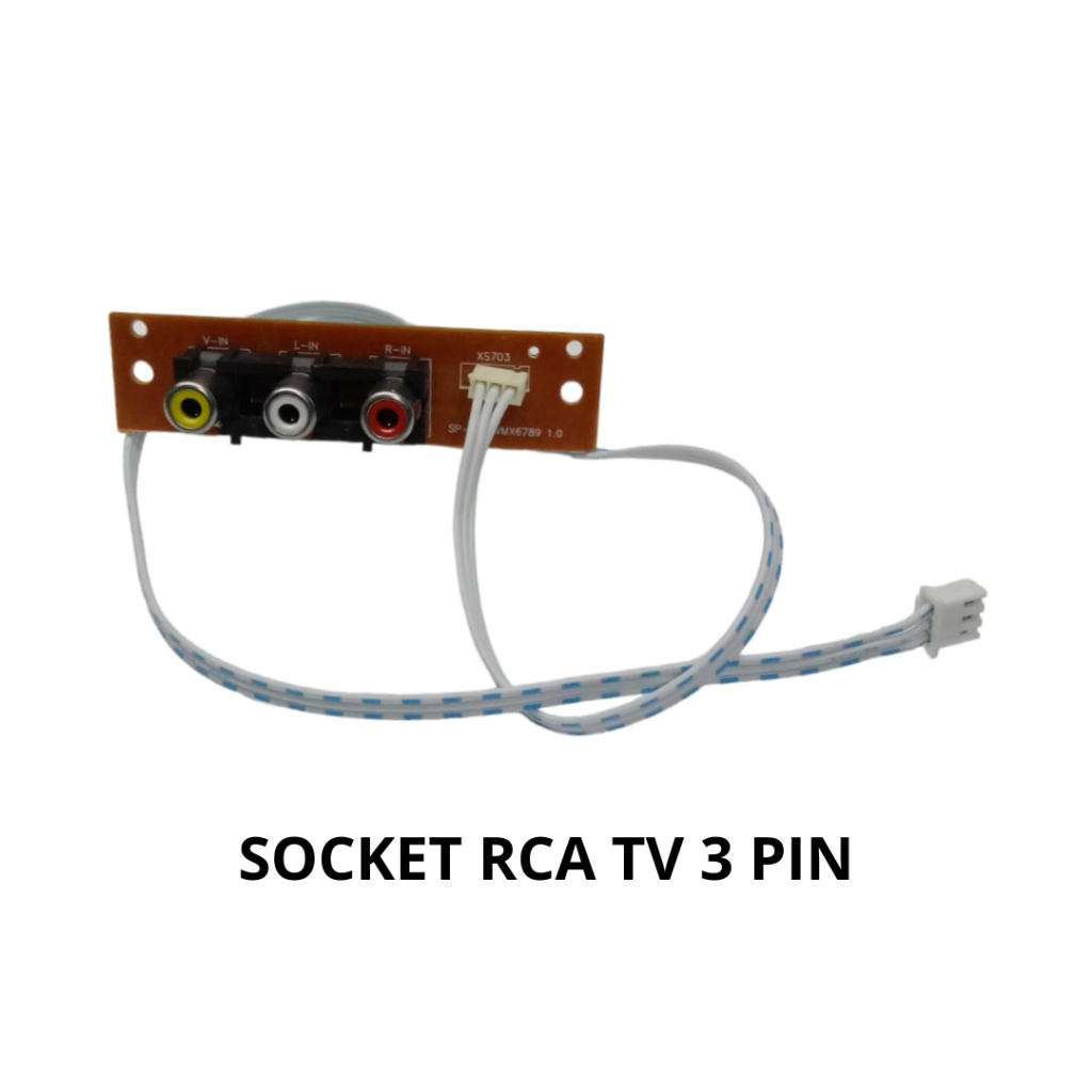 Jual SOCKET RCA 3 PIN PLUS PCB DAN KABEL SOCKET SOKET RCA 3 LUBANG ...