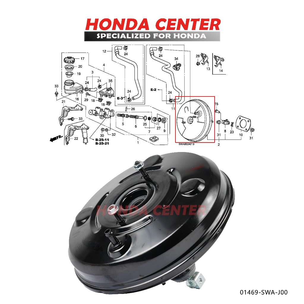 Jual Booster Pakam Pakem Power Set Master Rem Crv Re Gen3 2007 2008 ...