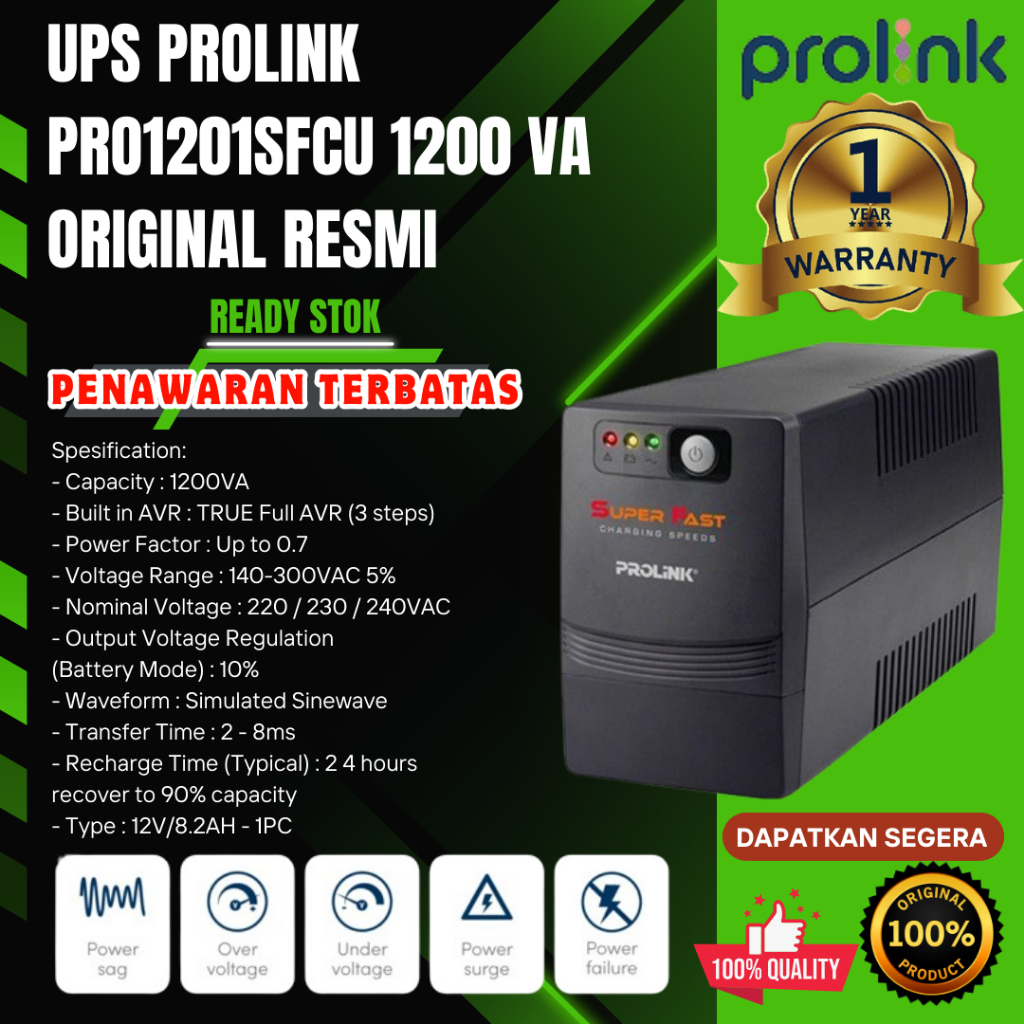 Jual UPS Prolink 1200va PRO1201SFCU | Shopee Indonesia