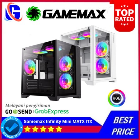 Jual Gamemax Infinity Mini MATX ITX Black White Game-Max Casing Gaming ...