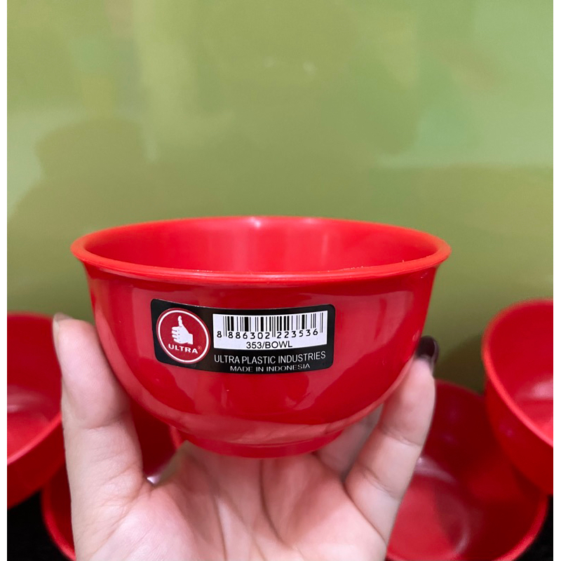 Jual Mangkok merah bulat plastik / Mangkok nasi / Mangkok sembahyang ...
