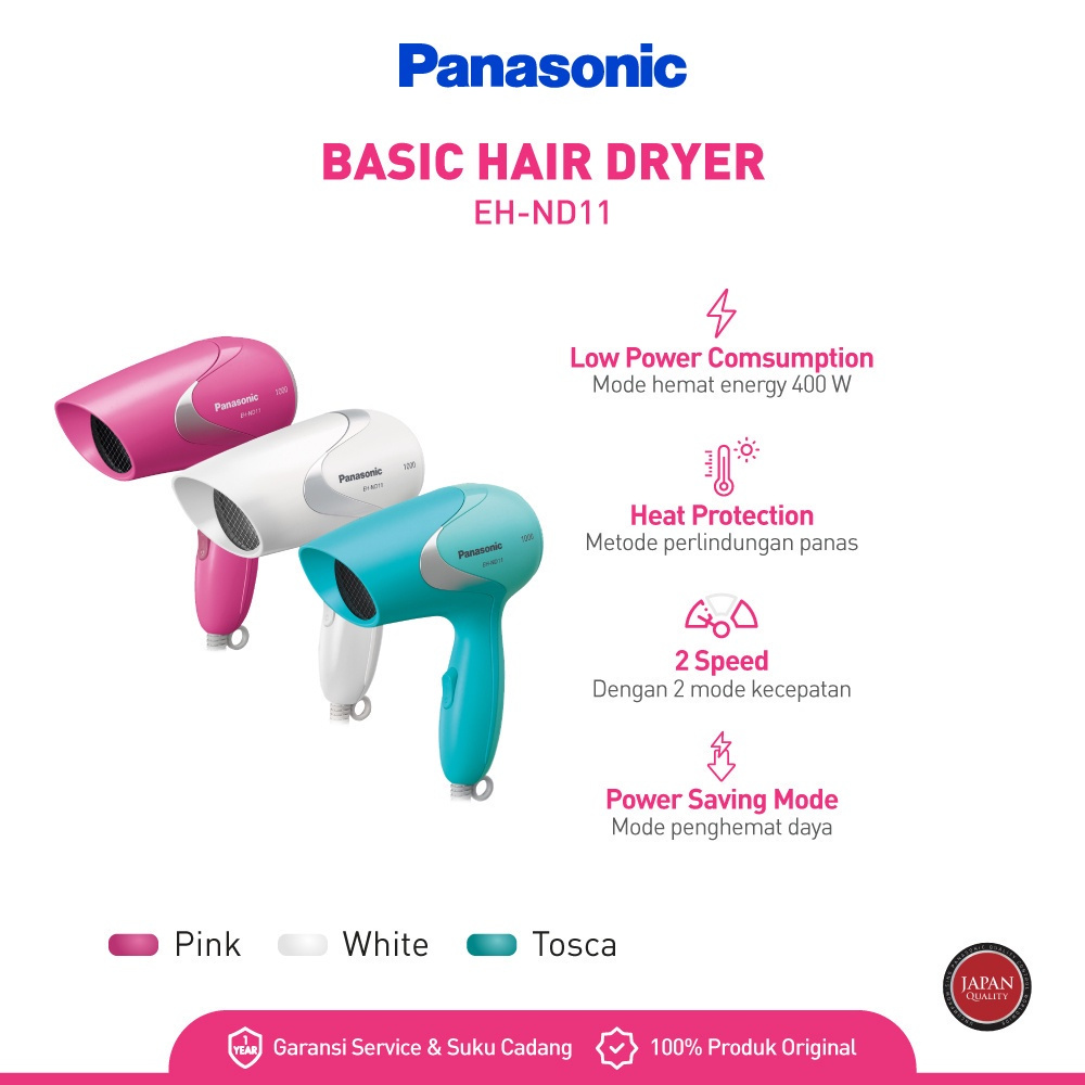 Jual Panasonic EH-ND11 Hair Dryer Basic Series 400 Watt Blue/White/Pink ...