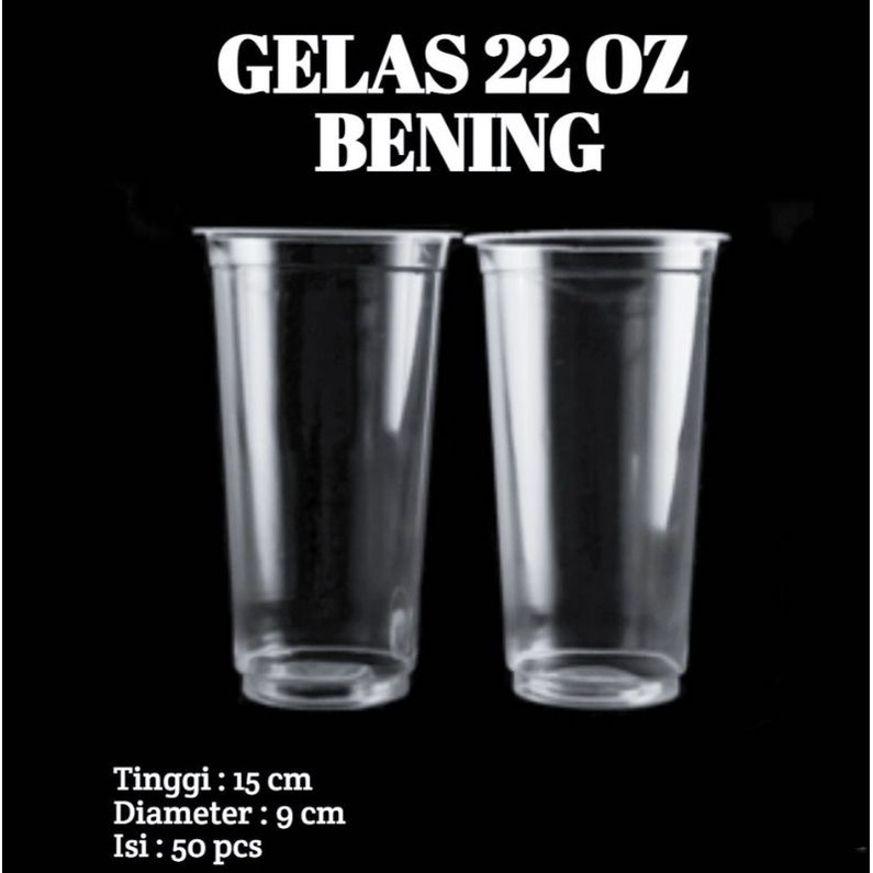 Jual COD- IP99- Gelas Cup Plastik 22 oz Datar isi 50pcs/pack | Minuman ...