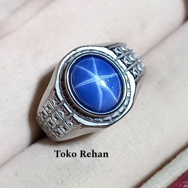 Jual Cincin Batu American Blue Star 6 Minimalis | Shopee Indonesia