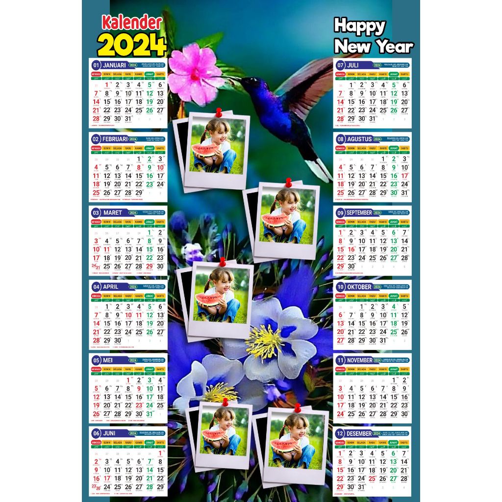 Jual KALENDER DINDING 1 LEMBAR/KALENDER 2024/KALENDER CUSTOM FOTO 260 ...