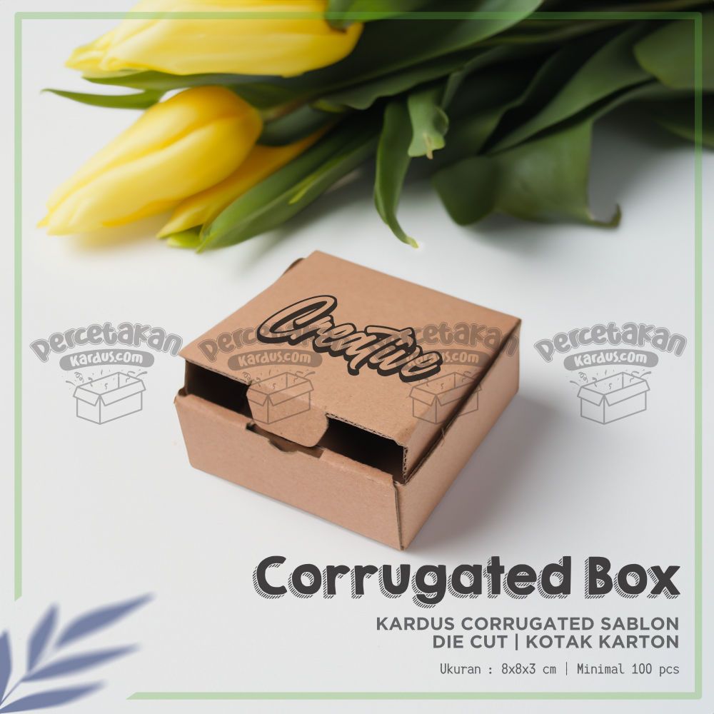 Jual Sablon / Cetak Kardus Corrugated 8x8x3 CM | Die Cut | Kotak Karton ...
