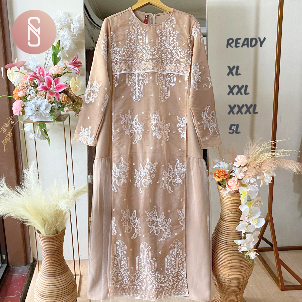 Jual Dayana Myshawl Gamis Jumbo Brukat Motif Kasual Kondangan Wisuda ...