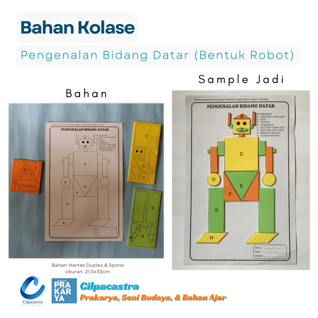 Jual Bahan Ajar Kolase Tema Bidang Datar (Bentuk Robot), Menggunting ...
