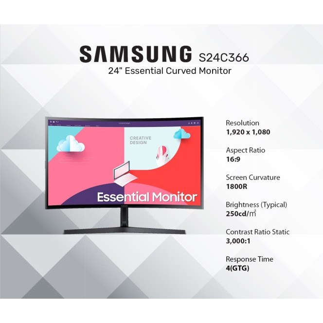 Jual Monitor SAMSUNG LED 24" CURVED S24C366 / LS24C366EA / S3 S36C Full ...
