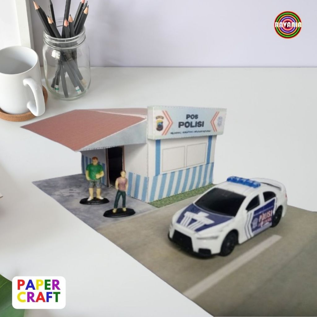 Jual (DIY) Pos Polisi Papercraft - Kerajinan Kertas Model Pos Polisi ...