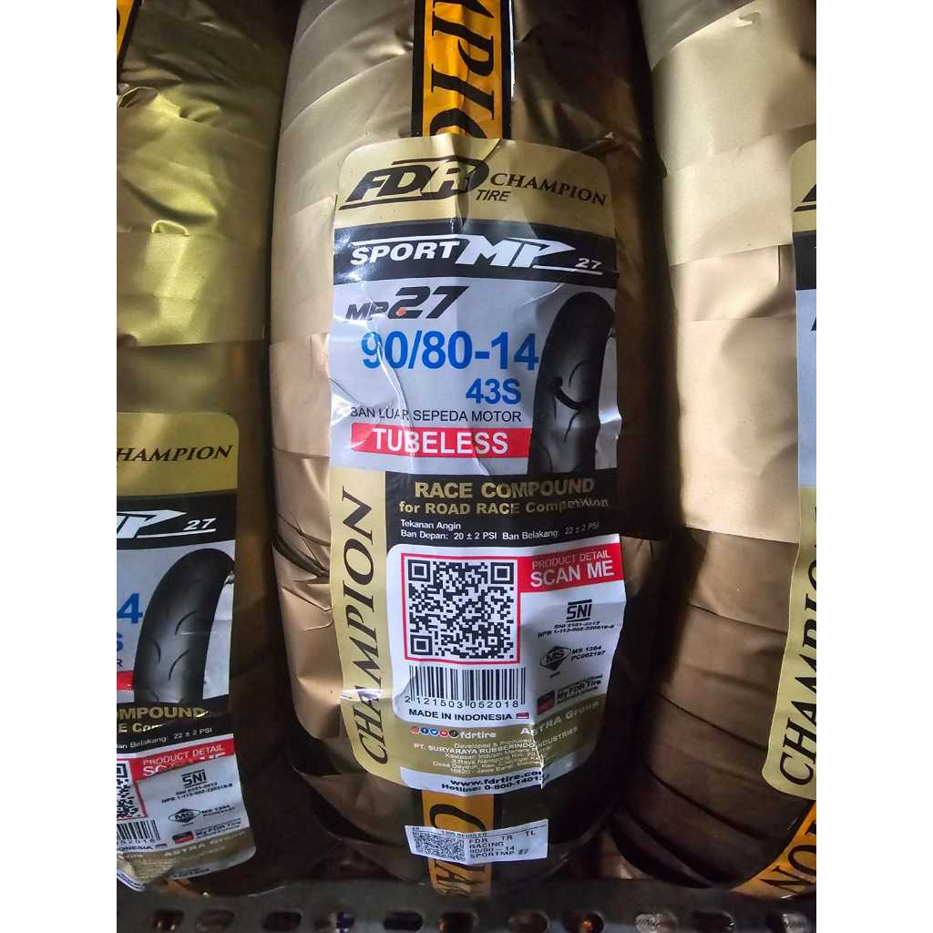 Jual Ban FDR Tubeless 90/80-14 MP27 MP 27 - Sport XR Racing Soft ...