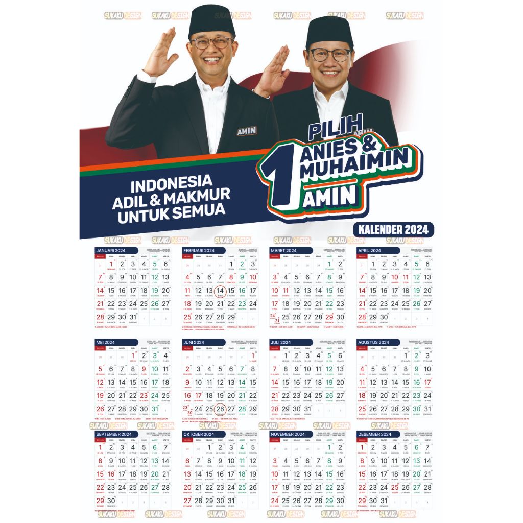 Jual Kalender 2024 Amin / Anis Baswedan Muhaimin Iskandar | Shopee ...