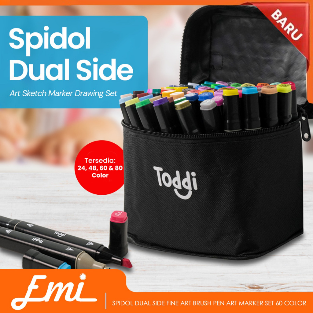 Jual Spidol Dual Side Stabilo Fine Art Brush Pen Art Marker Set 24 48 ...